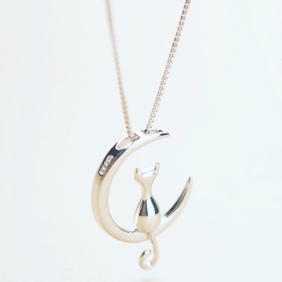 Accessories | Cat On The Moon Necklace | Poshmark